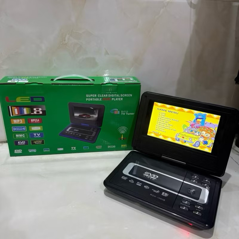 DVD 11.8 inches Portable Rechargeable EVD CD Player Multimedia FM Radio ...