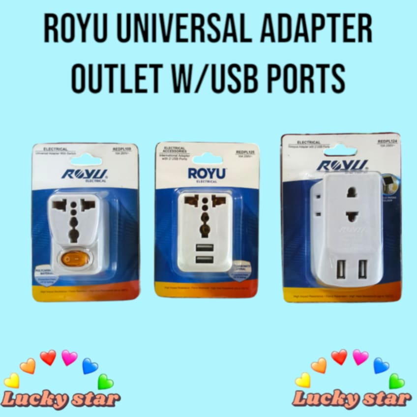 Royu Universal Adapter Outlet With 2 USB Charger Switch Adaptor Plug Power Socket | Shopee ...