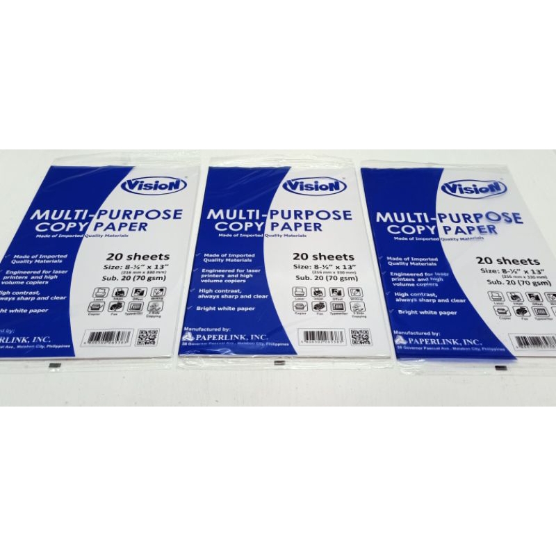 VISION Multi-purpose Copy Paper Legal Bond Paper Long Bond Paper ...