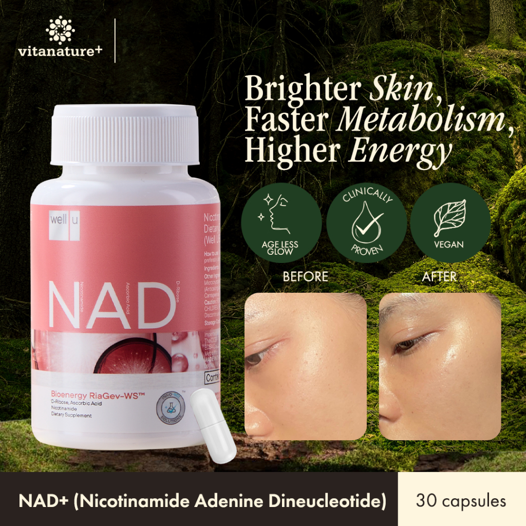 VITANATURE+ Well-U NAD+ Supplement 400mg [30 Capsules, Vegetarian Capsule, Dietary Supplement ...