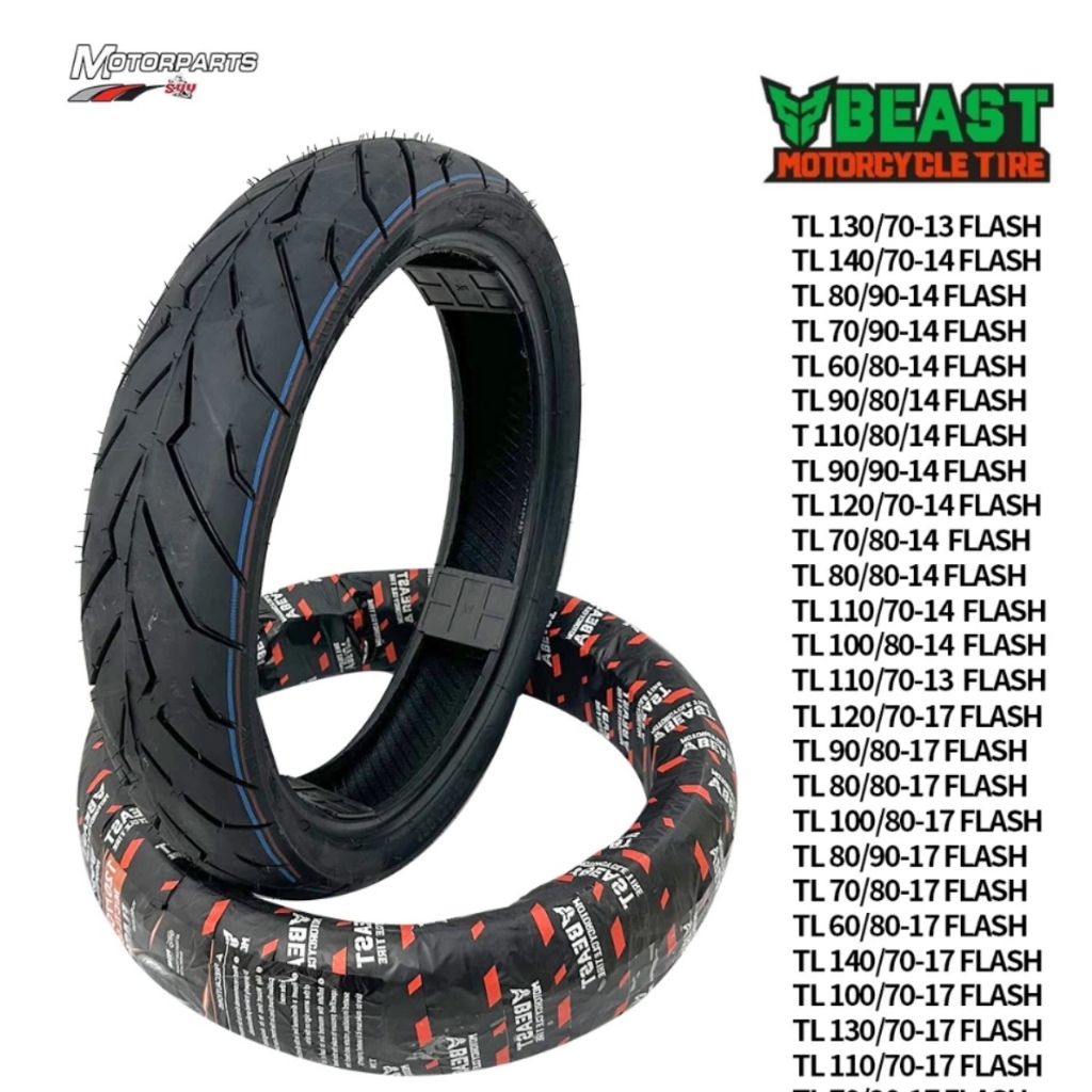 Beast Flash Tire Original Tubeless 13''14''17 inch Motorcycle Anti-slip ...