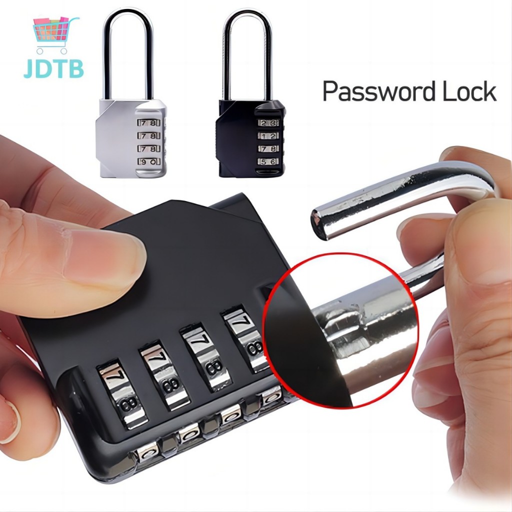 4 Digit Number Combination Padlock Long Shackle Padlock High Security ...