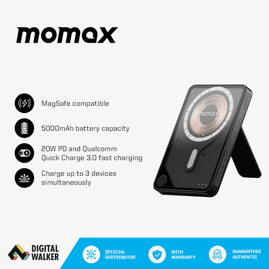 Momax 1-Power X Pro Magnetic Wireless Powerbank 5000mAh with Built-In ...