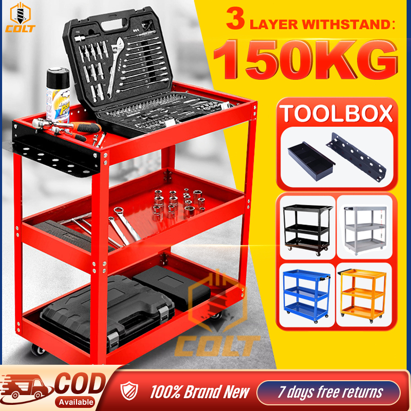3 Layer Trolley Hand Push Tool Cart Heavy Machinery Workshop ...
