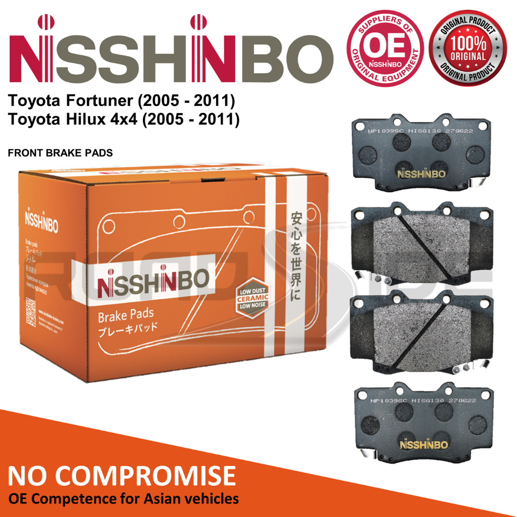 Nisshinbo Front Brake Pads for Toyota Fortuner (2005 - 2011), Toyota ...