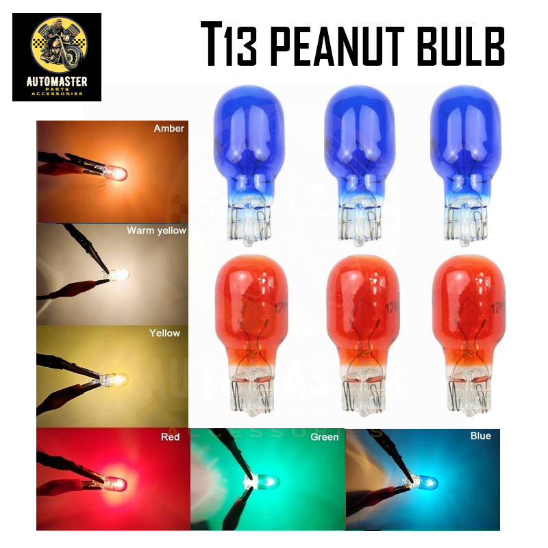 AUTOMASTER 5pcs Motorcycle Peanut Bulb T13 12V 10W UNIVERSAL | Shopee ...