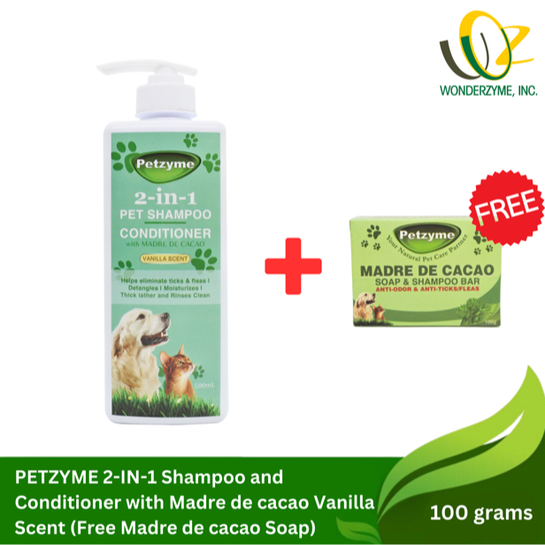 PETZYME 2-IN-1 Shampoo & Conditioner with Vanilla Scent (Free Madre de ...