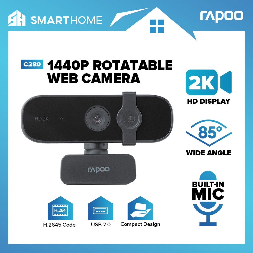 Rapoo C280 FHD Webcam 2K 1440P Live Broadcast Web Camera with Noise ...