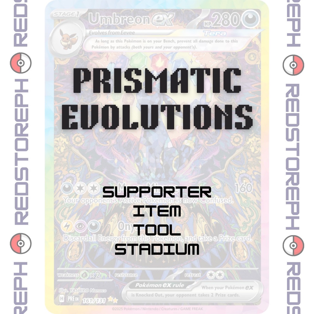 prismatic evolutions TRAINER,SUPPORTER, ITEM, TOOL, STADIUM pokemon ...