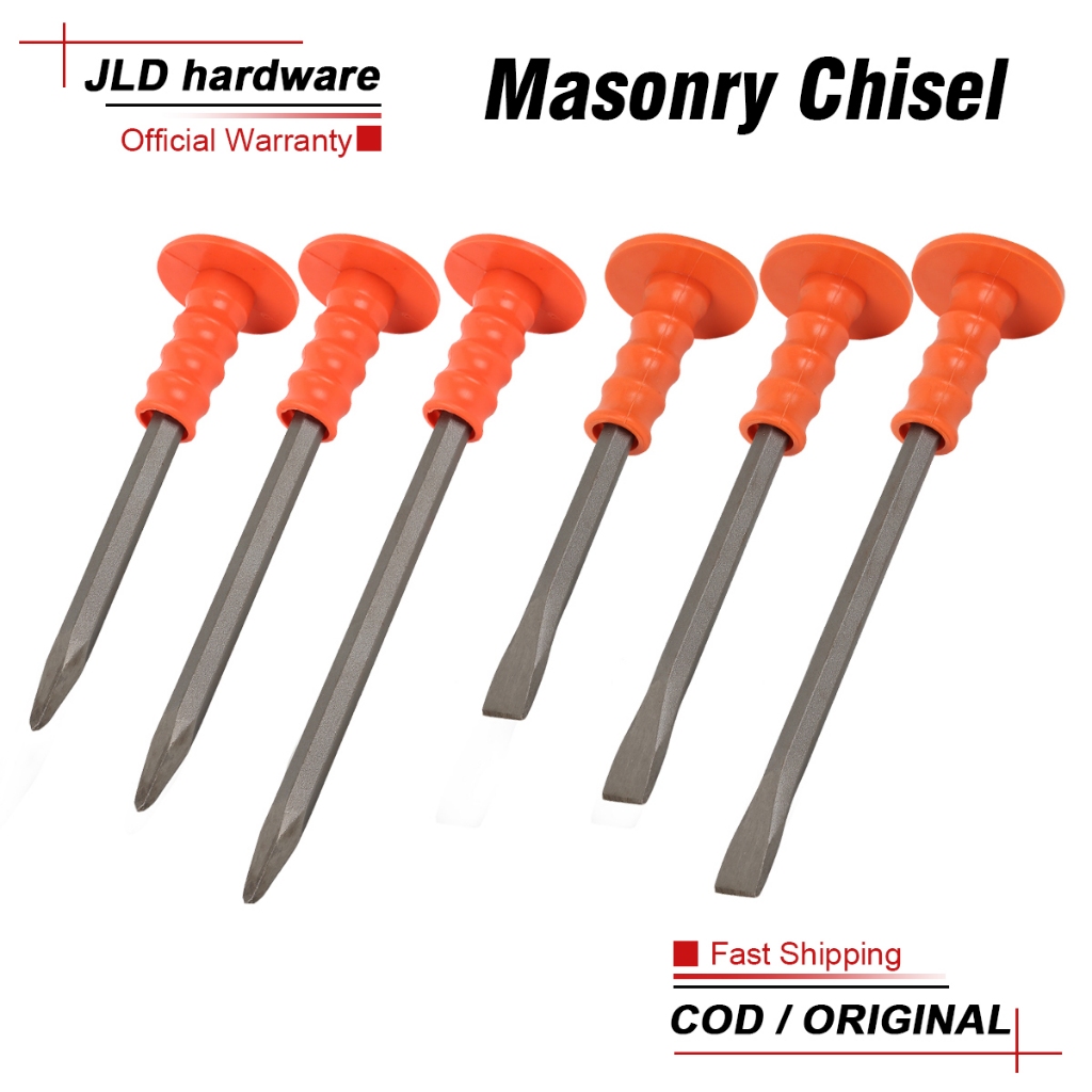 JLD Masonry Concrete Chisel 8/10/12 Point/Flat Stone Chisel Hand Guard ...