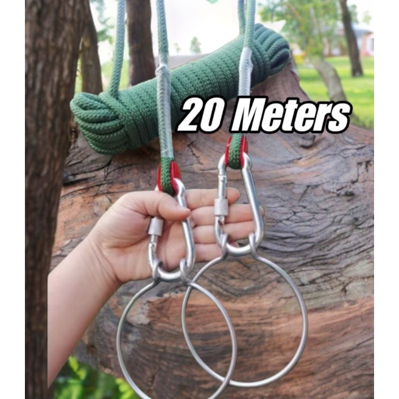 20Meter Static Utility Rope w/ Stainless Rings & Carabiners | Shopee ...