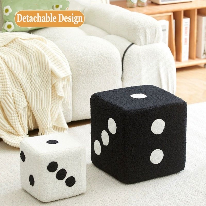 Lamb's Wool Dice Stool Children's Creative Low Stool Solid Wood Shoe ...