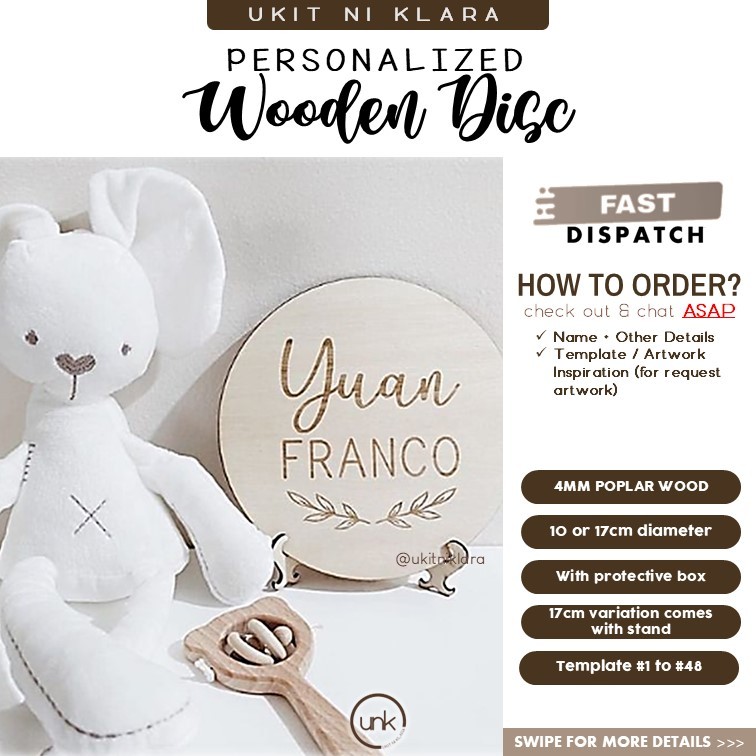 UNK - Wooden Disc - Customized | Ukit ni Klara baby announcement ...