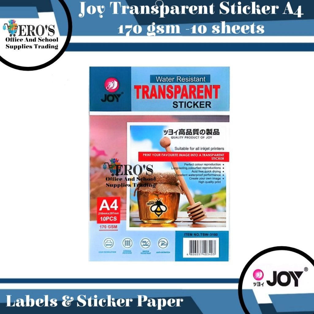 Joy Transparent Sticker Paper (170 gsm) | Shopee Philippines