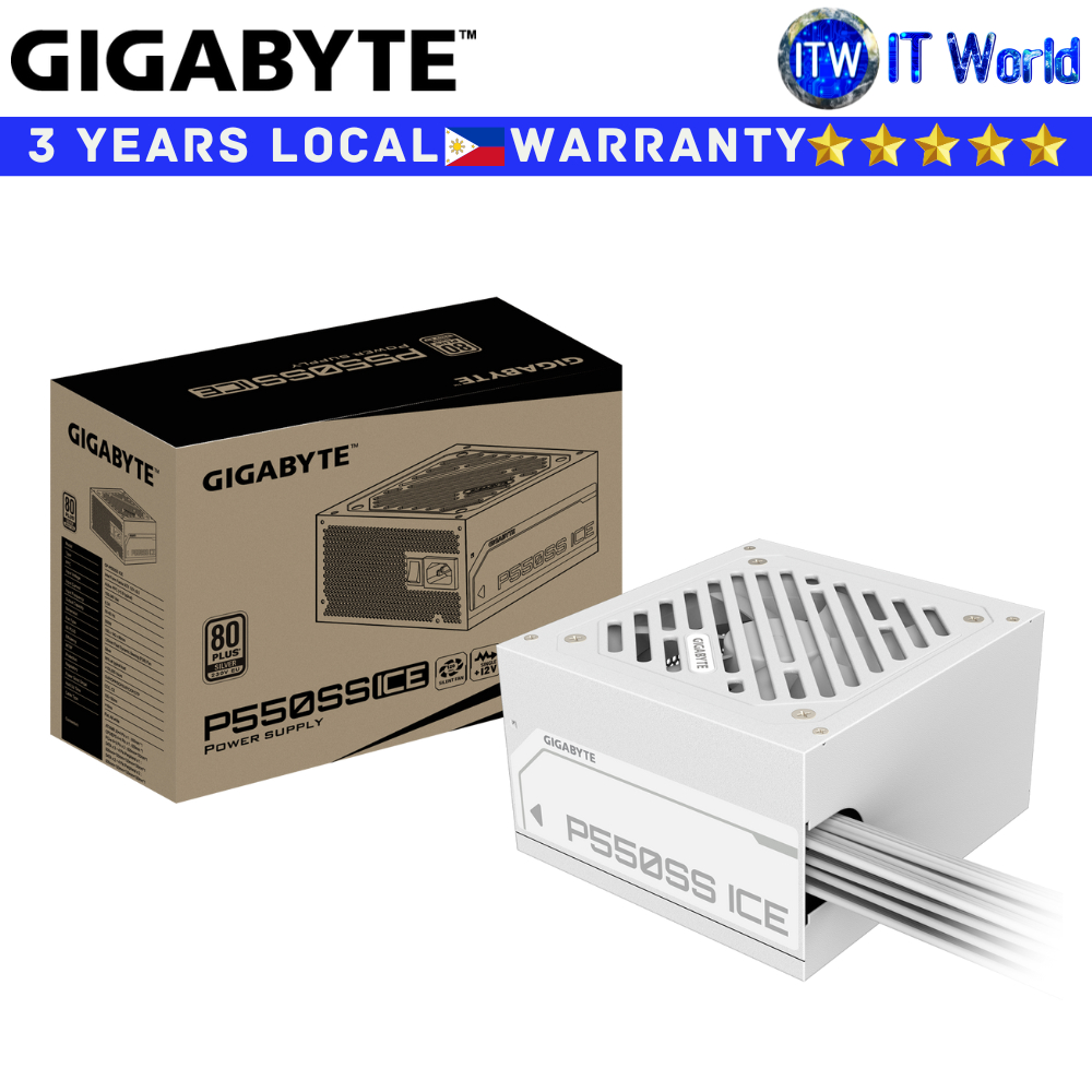 Gigabyte PSU 550W Power Supply Unit P550SS Ice 80+ Silver Active PFC White (GP-P550SS-ICE) | itw ...