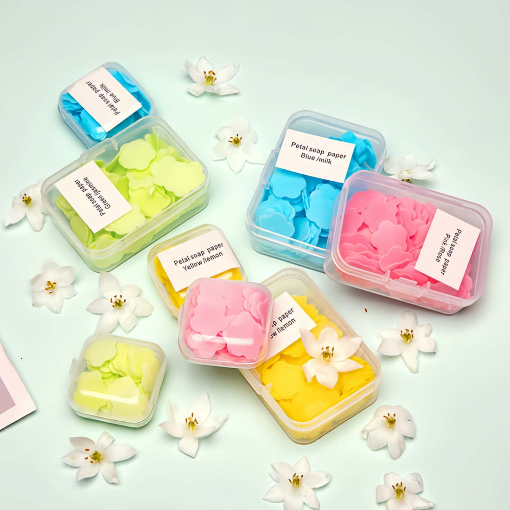 Portable disposable soap paper Soluble petal hand soap paper Carry with ...