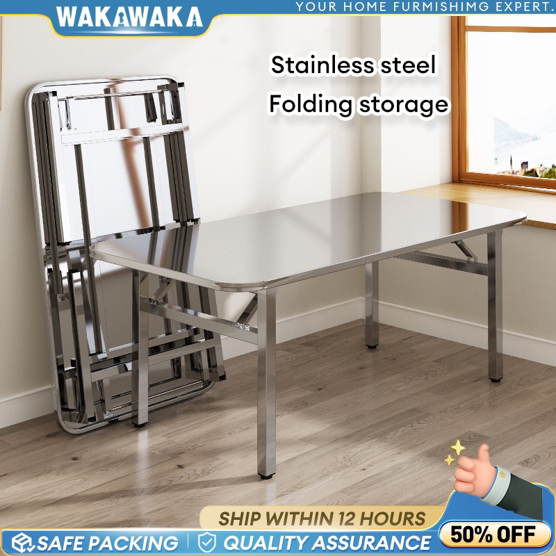 [Water Proof] Folding Table Stainless Steel Heavy Duty kitchen Table ...