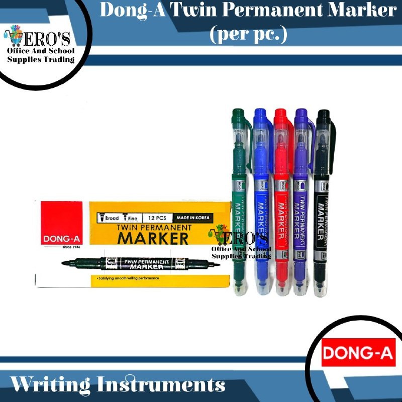 Dong-A Twin Permanent Marker Broad & Fine I SOLD PER PIECE | Shopee ...