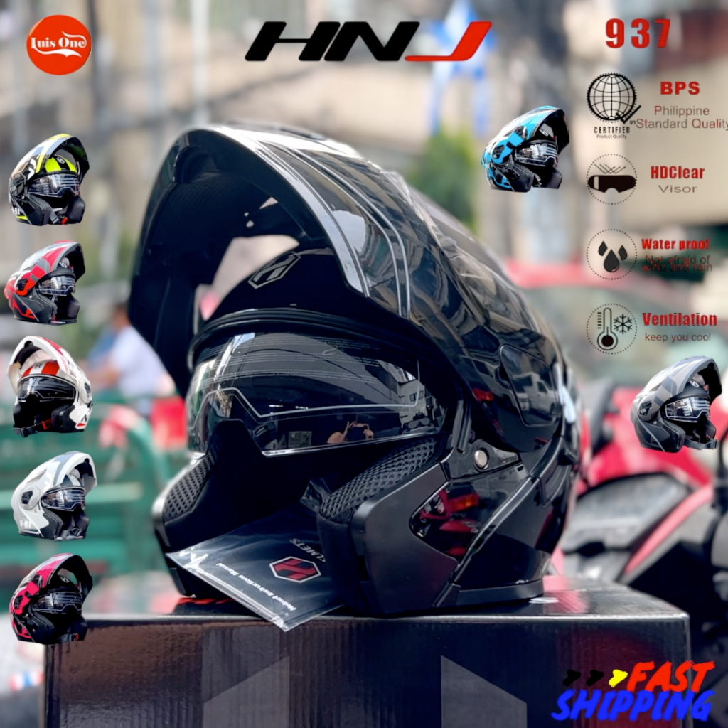 HNJ 937 Men's Modular Helmet Full Face Motorcycle Dual Visor Unisex Fit ...