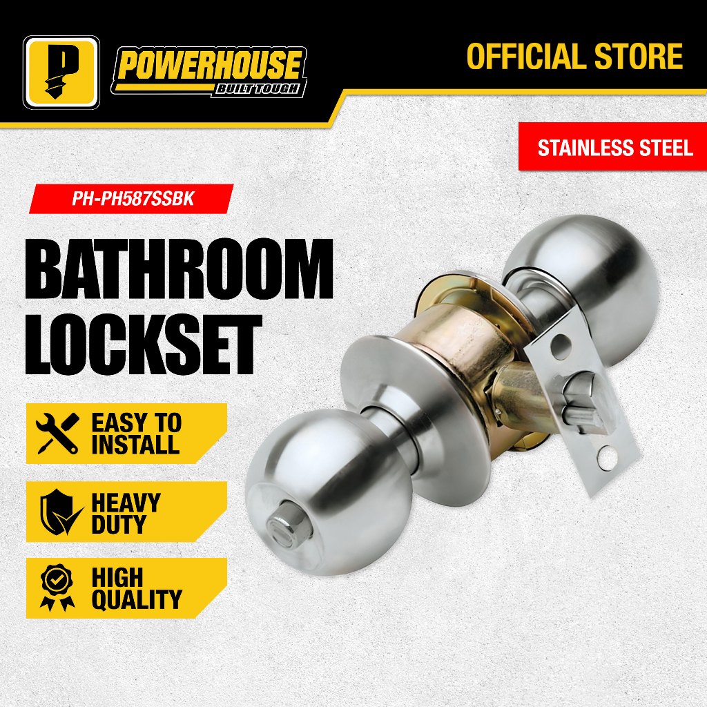 Powerhouse PRO SERIES Cylindrical Bathroom Lockset Satin Finish ...