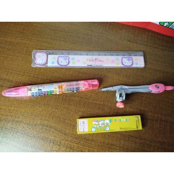 School Stationery Compass, Crayon Pen, Hello Kitty Ruler and Patsy Duck ...