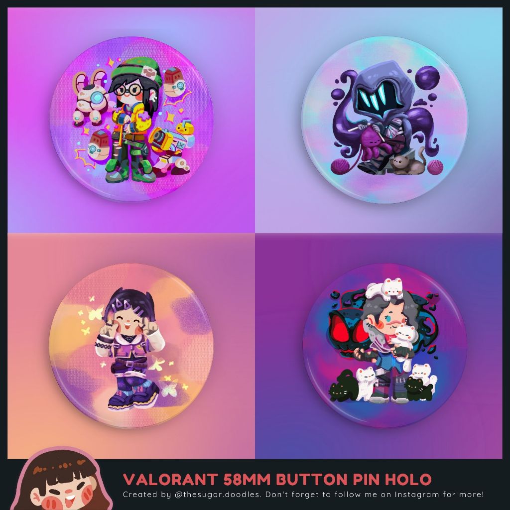 Valorant Holo Button Pin 58mm | Shopee Philippines