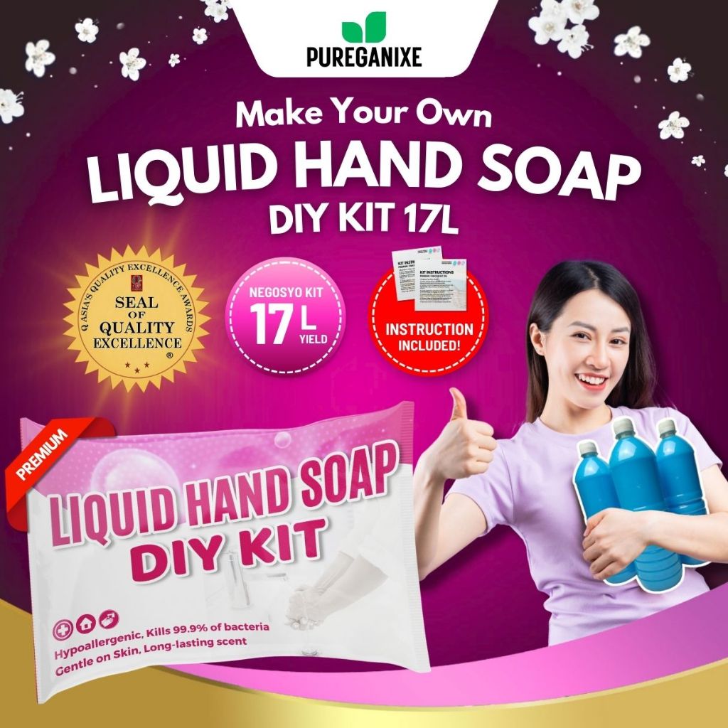 Pureganixe Premix Liquid Hand Soap Kit 17 Liters Yield DIY Hand Wash ...