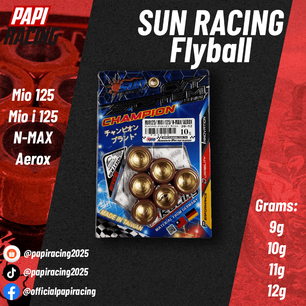 Sun racing flyball M3/NMAX/AEROX 9g - 12g | Shopee Philippines