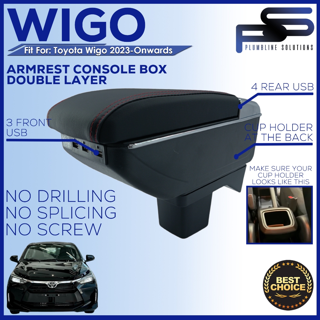 Toyota Wigo 2013 - 2023 / 2024 -2025 Armrest Double Layer Console Box ...