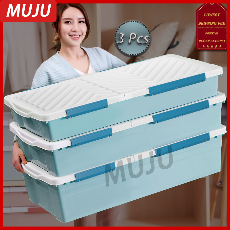[3 Pcs]MUJU Under Bed Storage Box Clothing Storage Box plastic ...