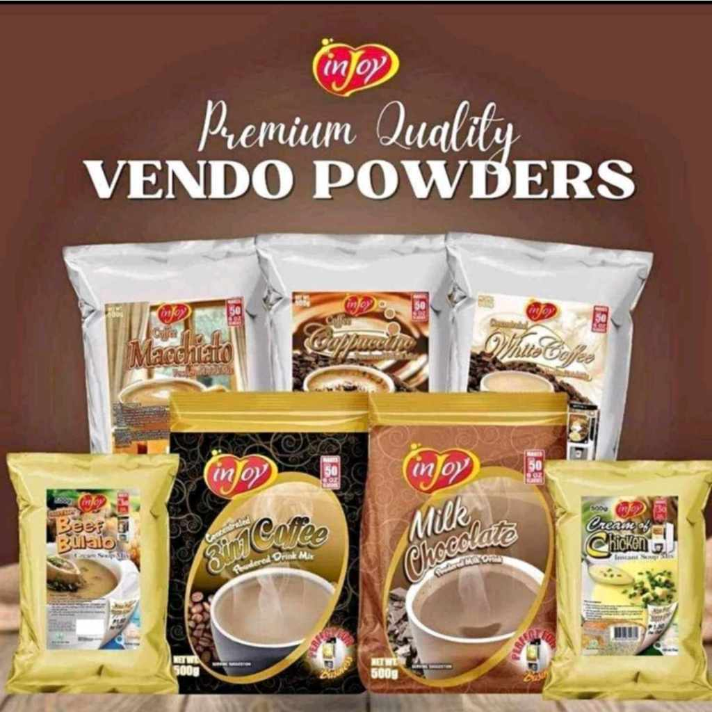 Injoy Vendo Powders 500g | Mlk Chocolate, Cappuccino, White coffee, 3 ...