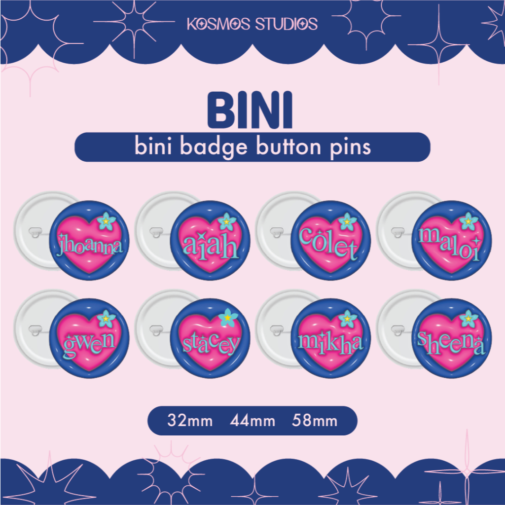 BINI Name Badge Button Pin | KPOP Merch | fanmade by Kosmos Studios ...