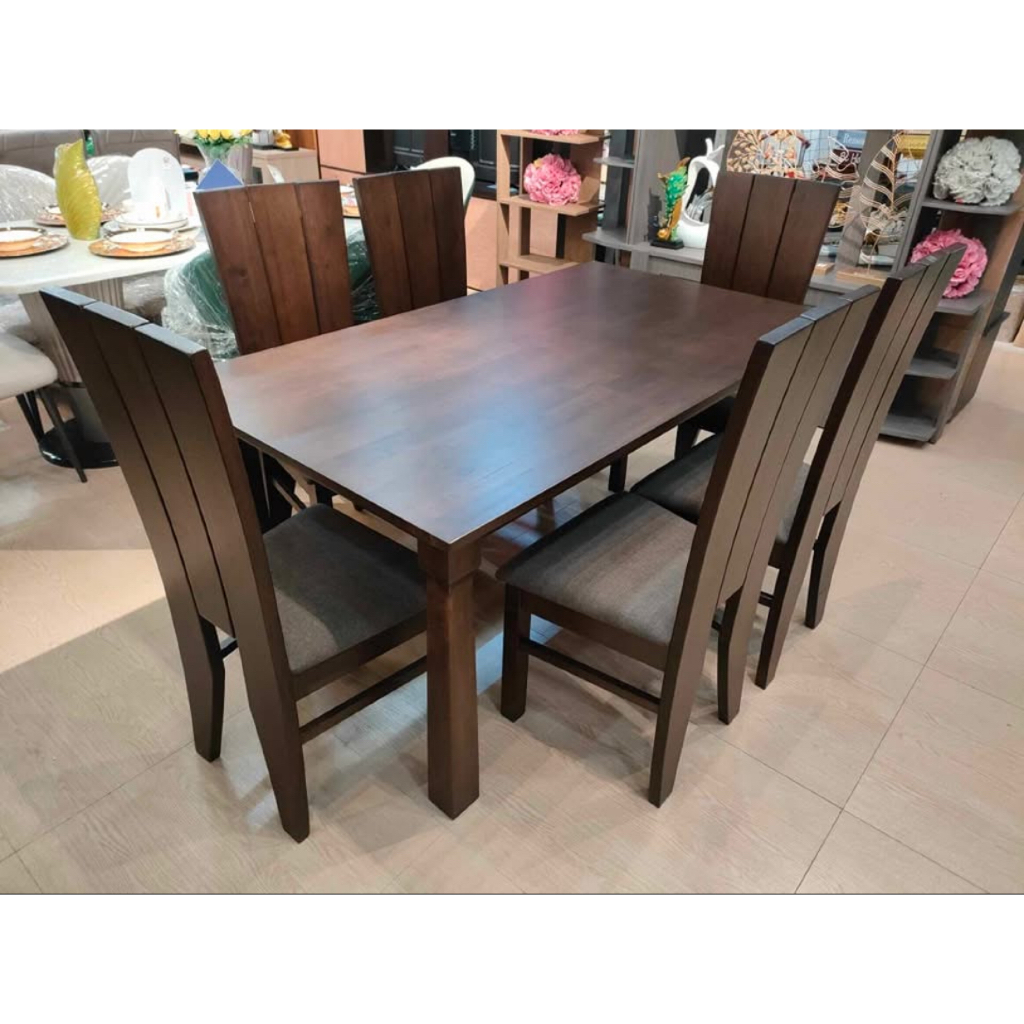 Poxy Wooden top 6 seaters dining table Pure Malaysian woods with ...
