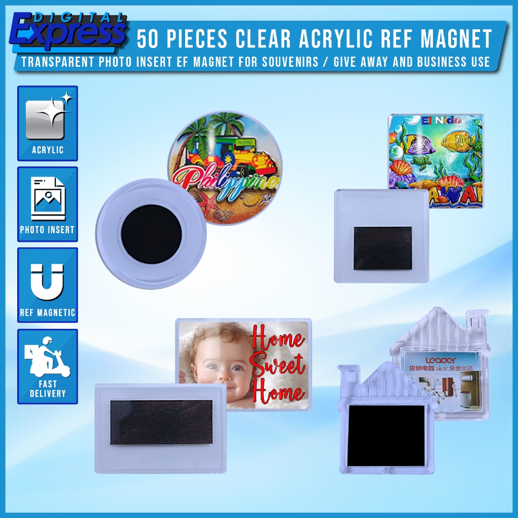 50pcs Acrylic Photo Insert Ref Magnet for Giveaways Rectangle | Square ...