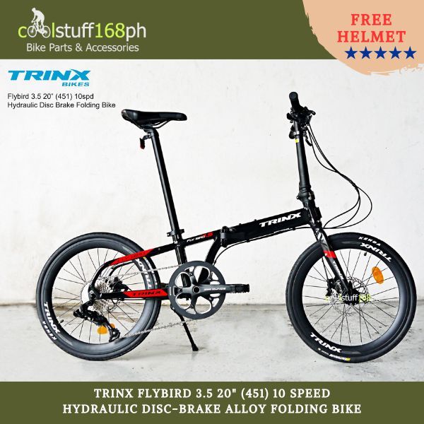 CS168ph TRINX Flybird 3.5 20” (451) 10spd Hydraulic Disc Brake Folding Bike with FREE HELMET ...