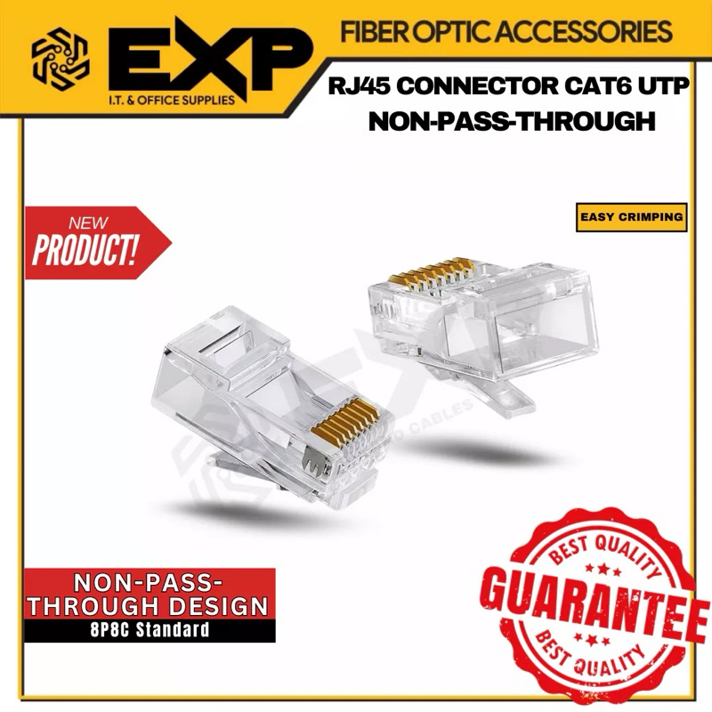 RJ45 Connector CAT6 UTP 8P8C – Non-Pass-Through (100/50pcs per Bag ...