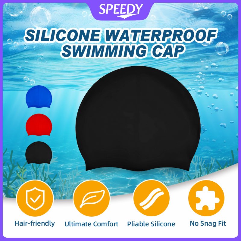 Speedy Swimming Cap Silicone Waterproof Antiskid Adult Kids Swimming ...