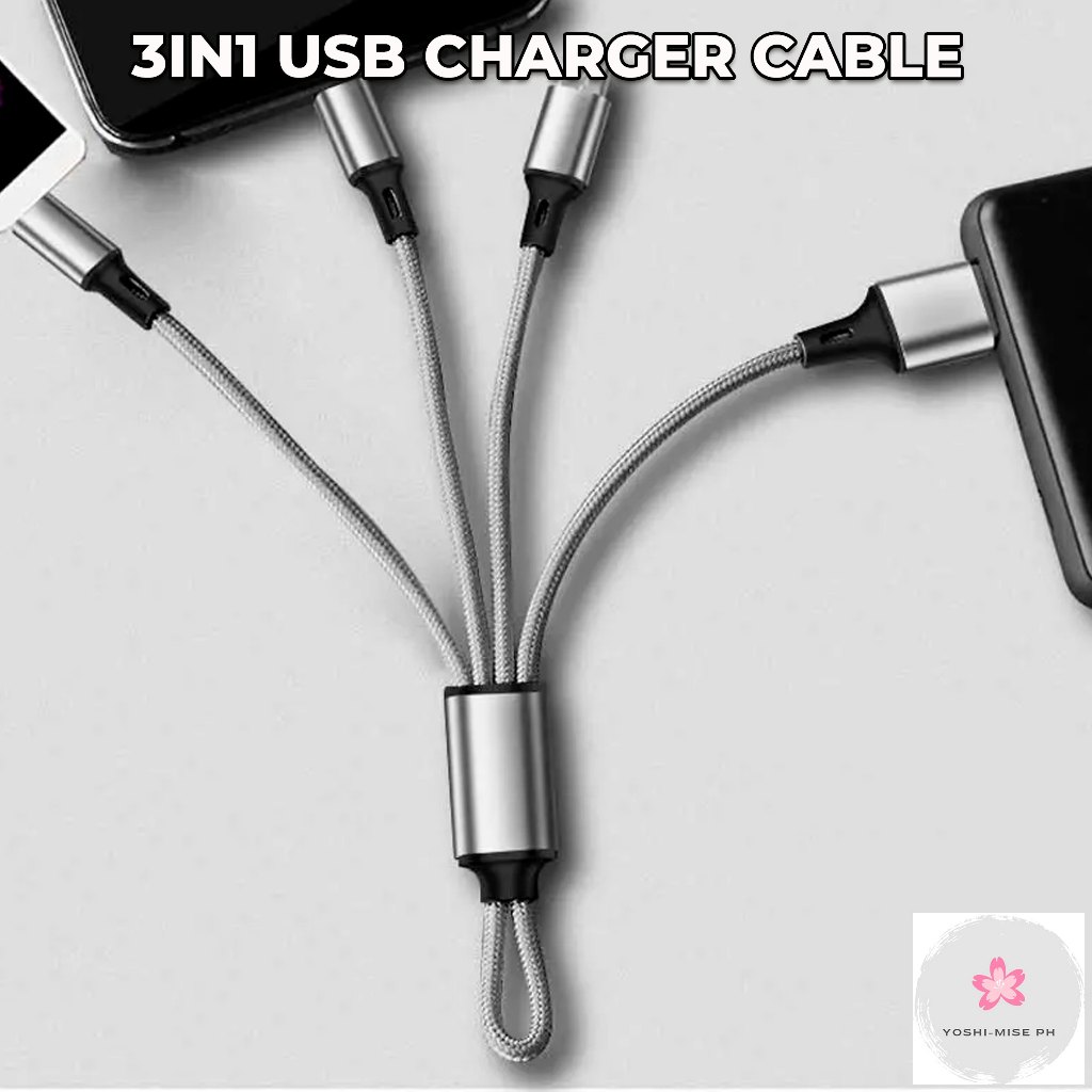 Universal Three-In-One Charging Retractable Cable USB Type C Fast ...