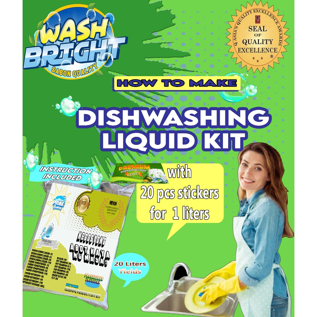 PREMIUM DiY Diswashing Liquid 20 Yields with 20 pcs vinil stickers 2"x ...