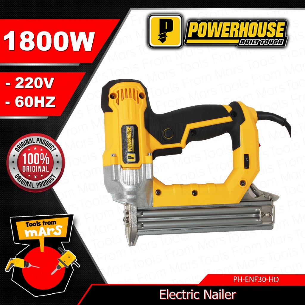 POWERHOUSE USA 1800W Electric Nailer Gun With Adjustable Pressure And ...