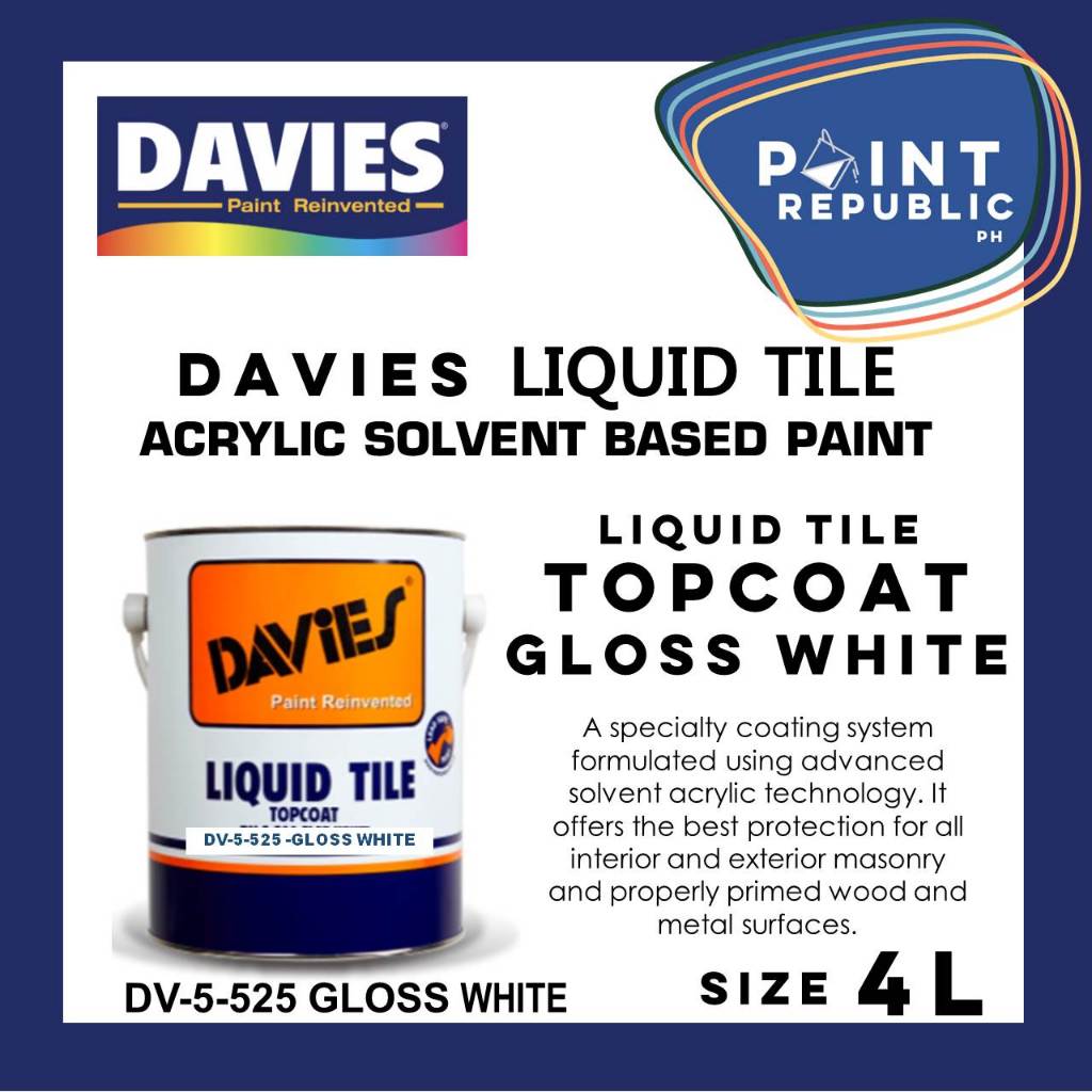 Davies Liquid Tile Acrylic Solvent Based High Performance Paint - 4L ...
