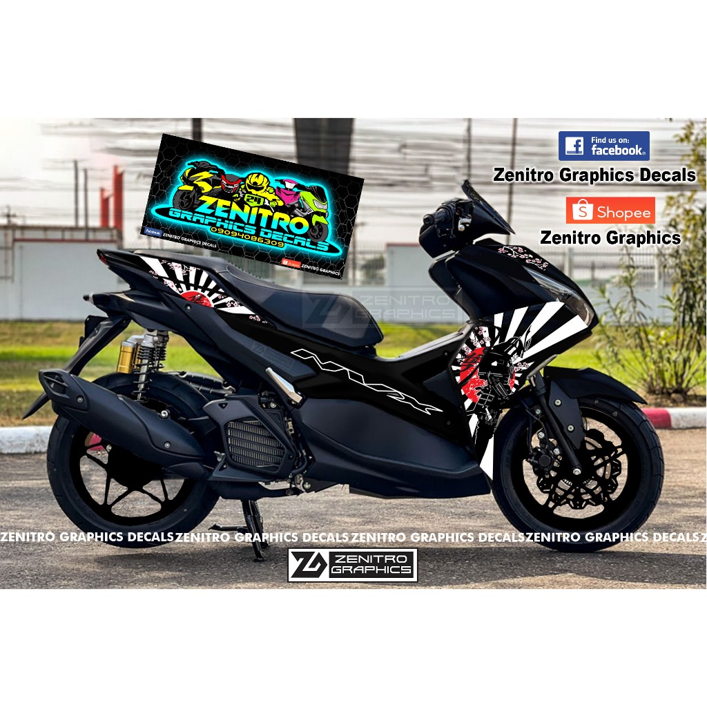 JAPAN SAMURAI DECALS FOR AEROX V2 ONLY (ZENITRO GRAPHICS DECALS ...