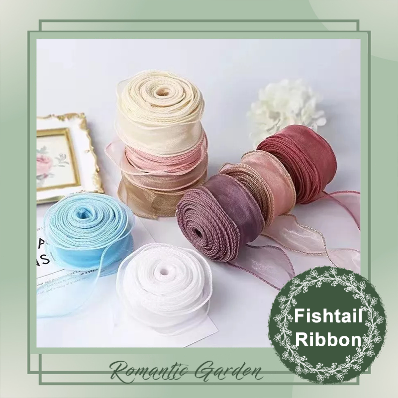 4cm/9m Plain Fishtail Ribbon Yarn With Wavy Edge Wrap Flower Gift ...
