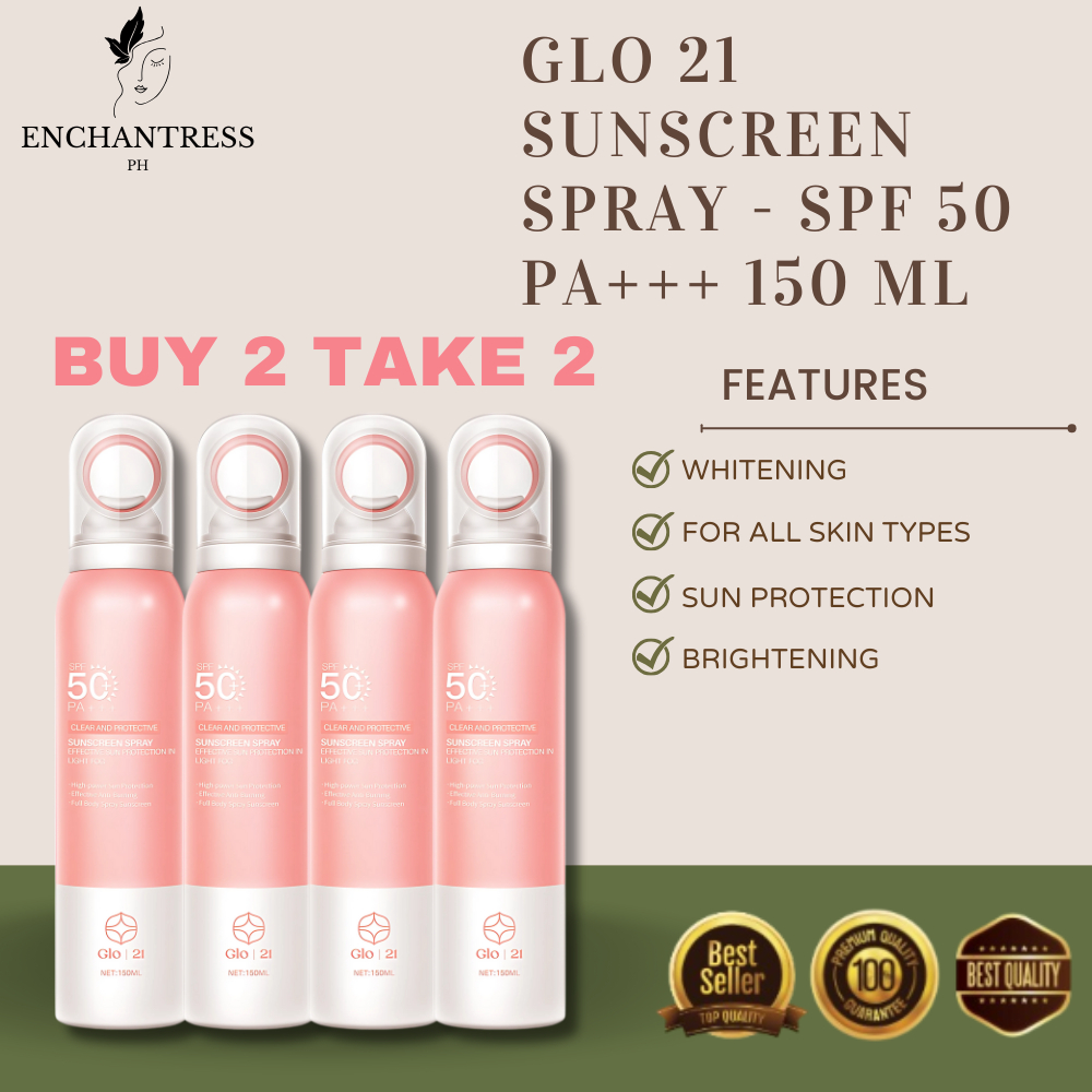 Glo21 Sunscreen Spray (150mL) SPF50+ Waterproof UV Protection High ...