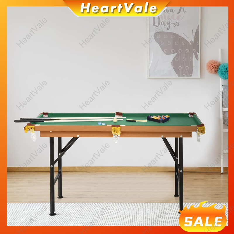 HeartVale Wooden Billiard Table Adjustable Pool Table Set with Tall ...