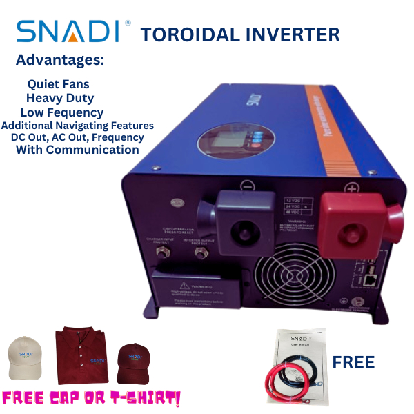 SNADI Solar Pure Sine Wave Toroidal Inverter 48V 6kW Adjustable LVD/HVR ...