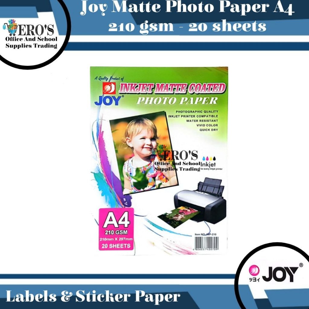 Joy Inkjet Matte Coated Photo paper (20 Sheets) | Shopee Philippines