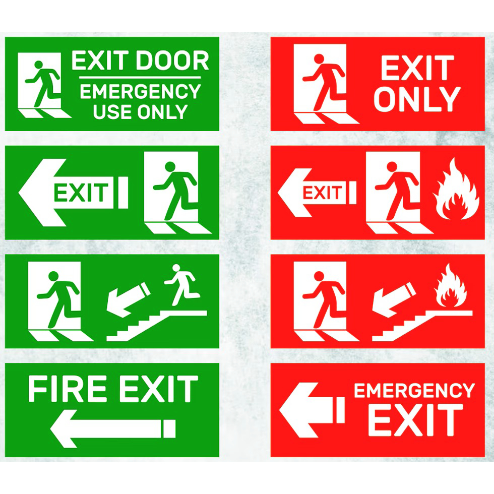 Fire Exit sign, Fire Exit Door Sign, Escape Warning Sign, Sign For ...