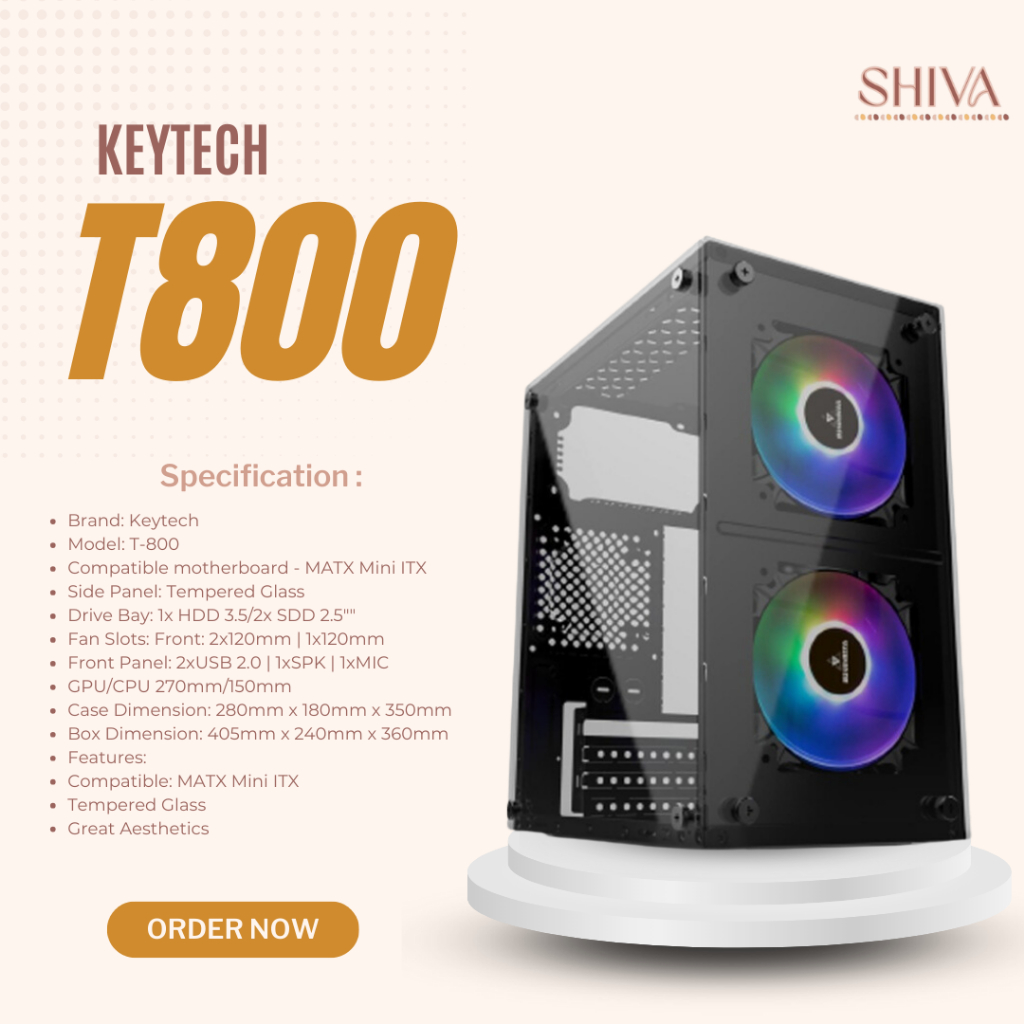 Keytech Terminator Series T800 Tempered Glass Gaming PC Tower Case ...