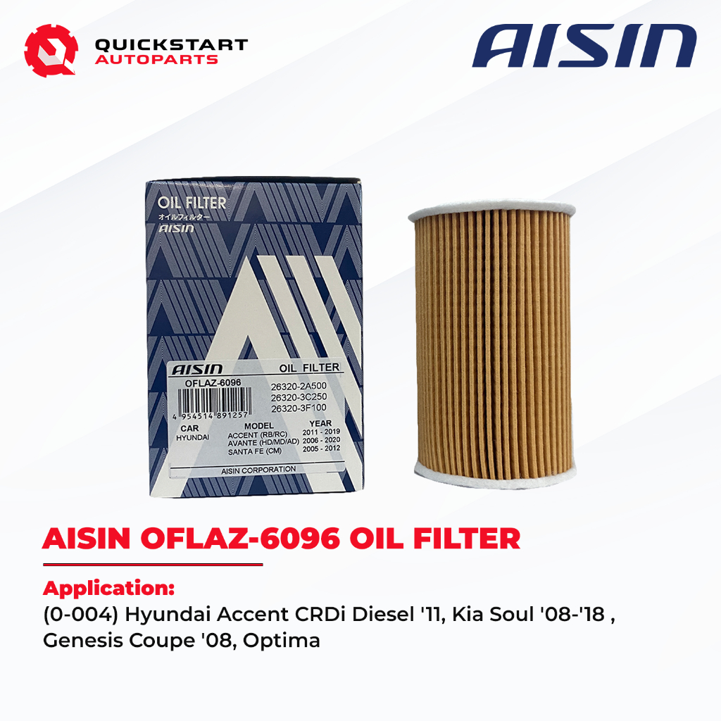 AISIN Oil Filter OFLAZ-6096 for Hyundai Accent Crdi (VIC 0-004 ...